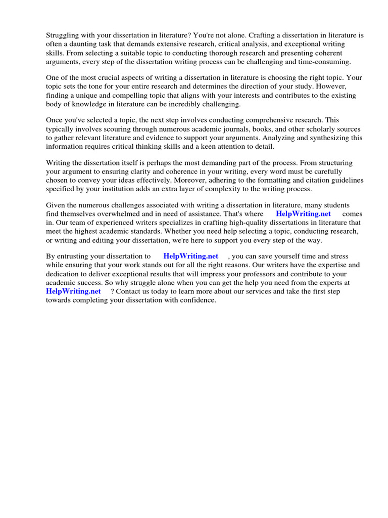 Dissertation Topics in Literature | PDF | Thesis | Academic Publishing