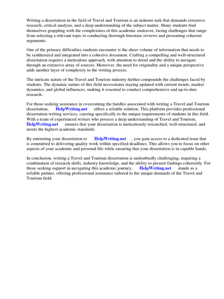 Travel and Tourism Dissertation PDF | PDF | Tourism | Thesis