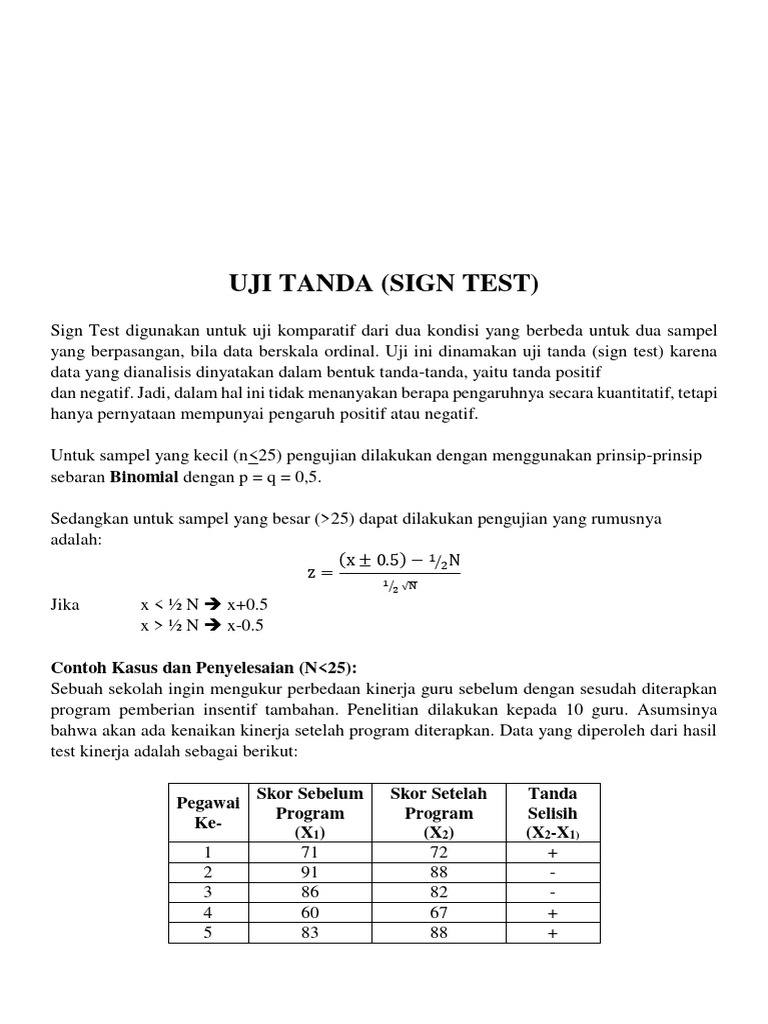 Uji Tanda Sign Test Manual-1 | PDF