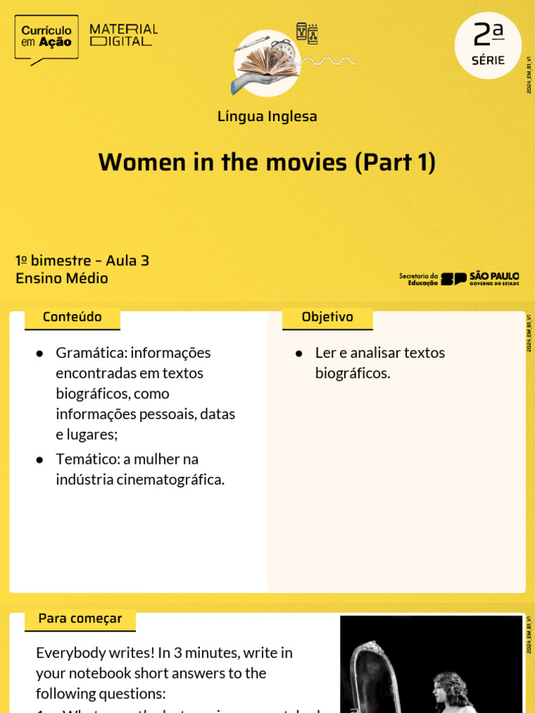 Women in The Movies (Part 1) : Língua Inglesa | PDF