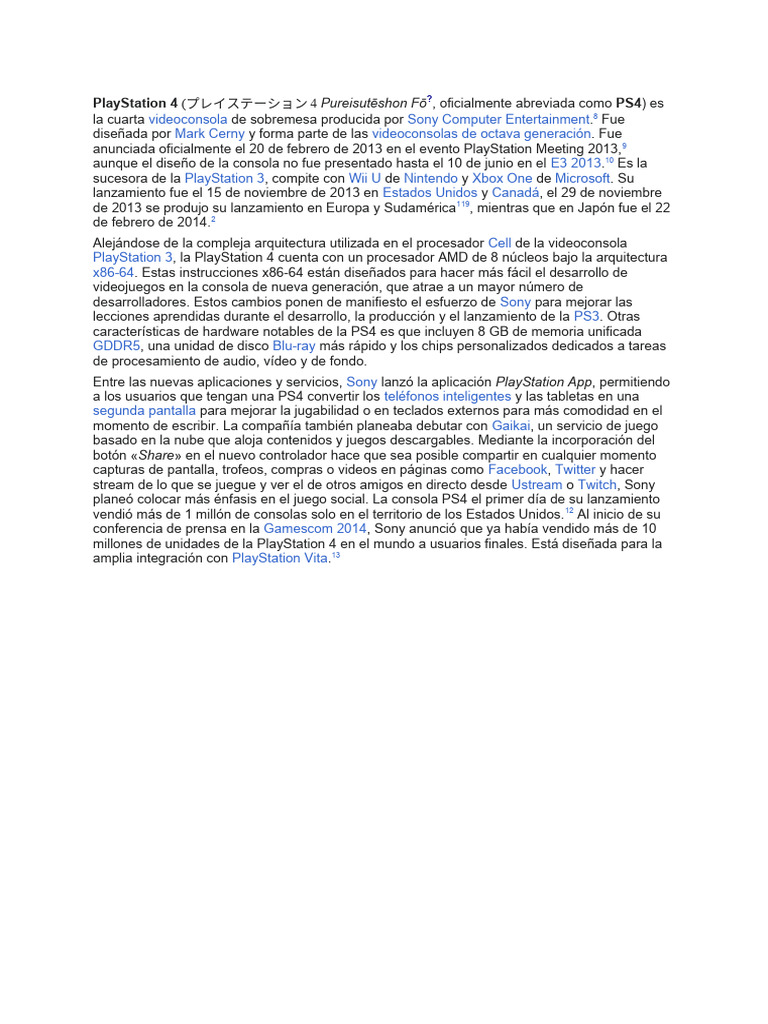 Playstation 4 ( | PDF | Videojuego Gameplay | Informática