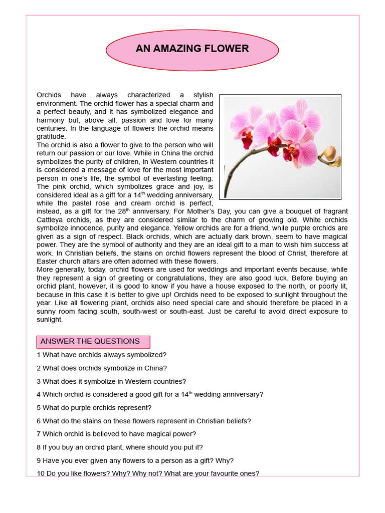 The Language and Symbolism of Orchids | PDF | Flowers