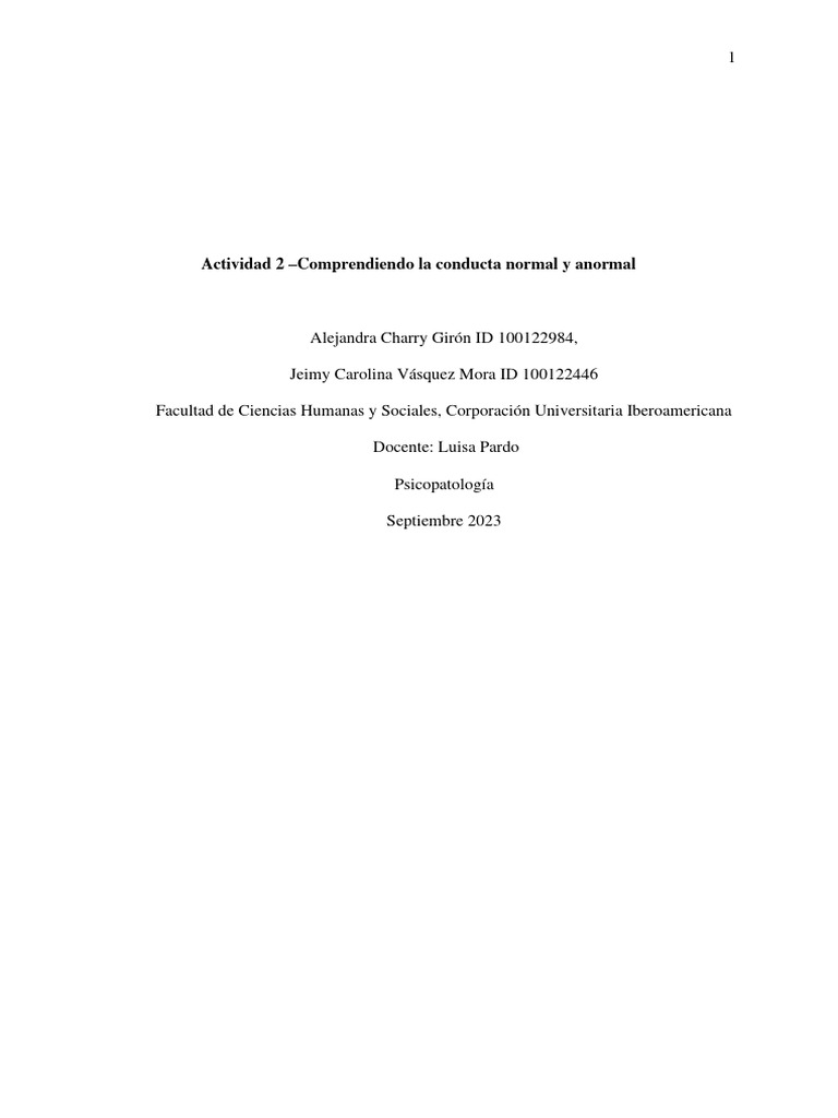 Conducta Normal y Anormal en Psicología | PDF | Comportamiento | Sicología