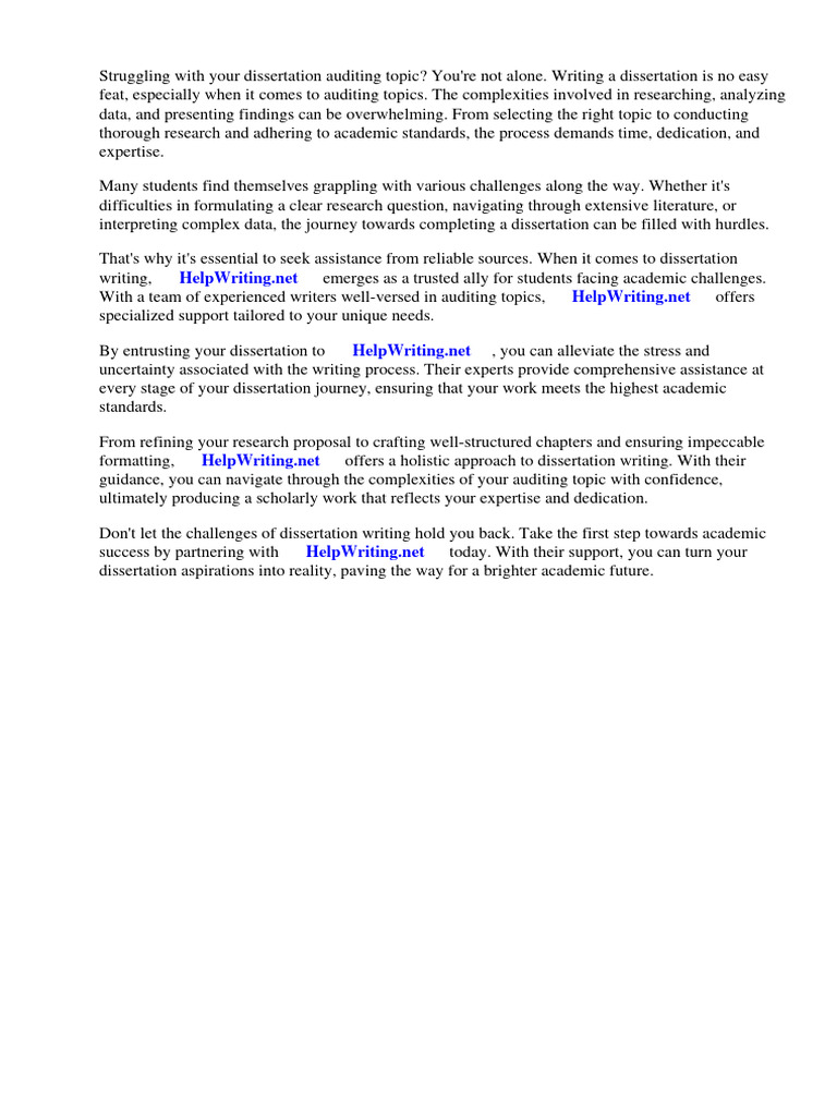 Dissertation Auditing Topic | PDF