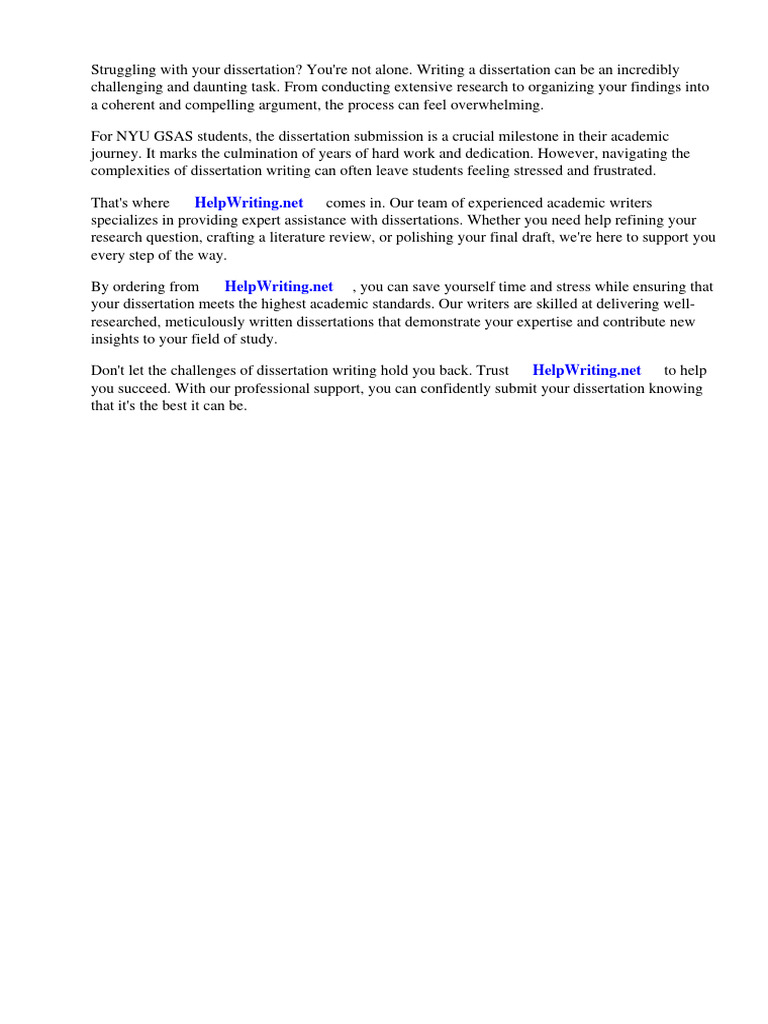 Dissertation Help for NYU GSAS Students | PDF | Risk | Thesis