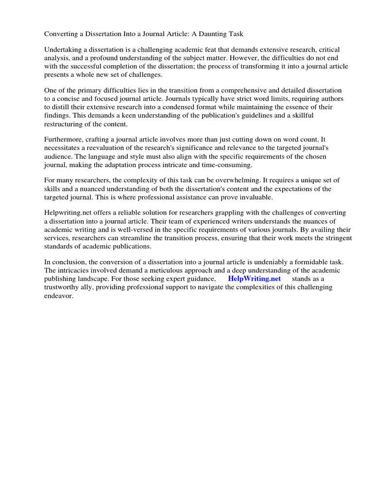 Converting A Dissertation Into A Journal Article | PDF | Career ...
