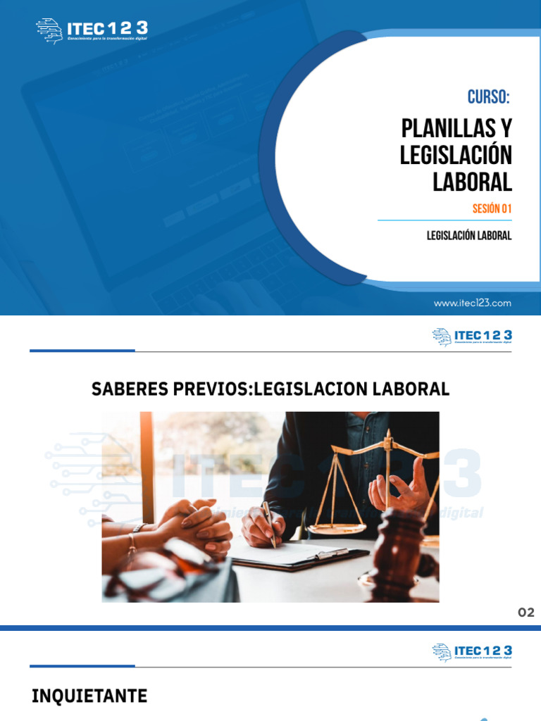 PLANILLAS Y LEGISLACIÓN LABORAL - SESION 01 | PDF | Derecho laboral ...