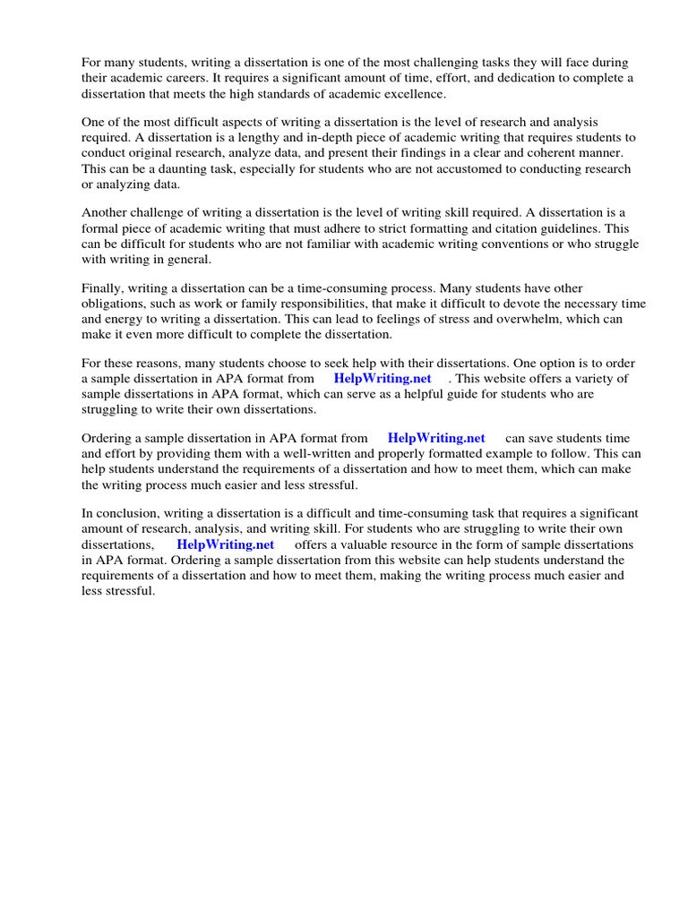 Sample Dissertation in Apa Format | PDF | Apa Style | Thesis