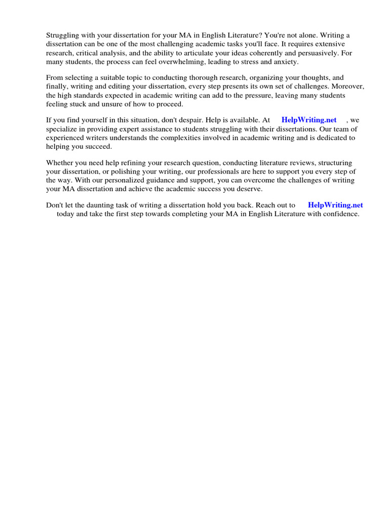 Dissertation Topics For Ma English Literature | PDF | Thesis | Academic ...