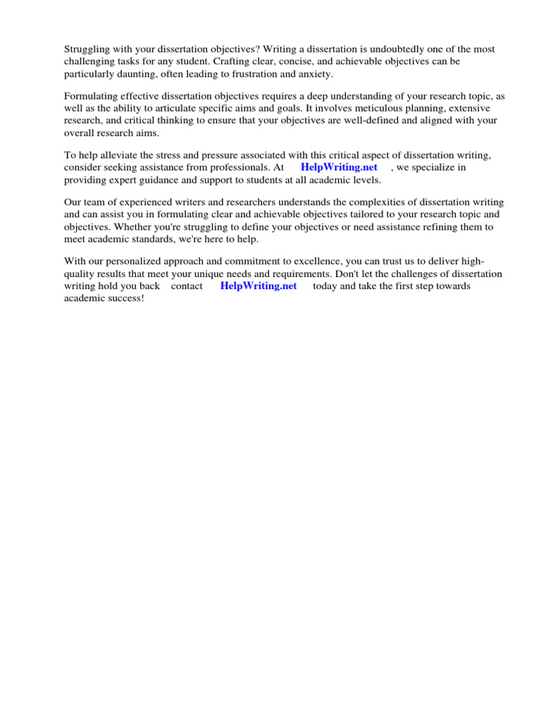 Dissertation Objectives Examples | PDF | Thesis | Methodology