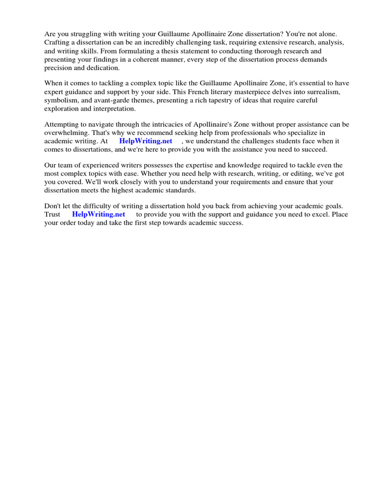 Writing a Dissertation on Apollinaire's Zone | PDF | Poetry | Thesis