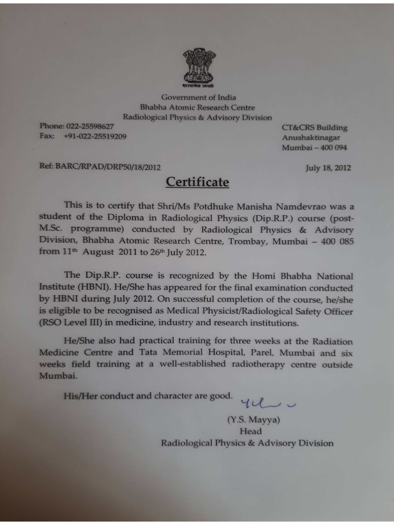 RSO Certificate | PDF