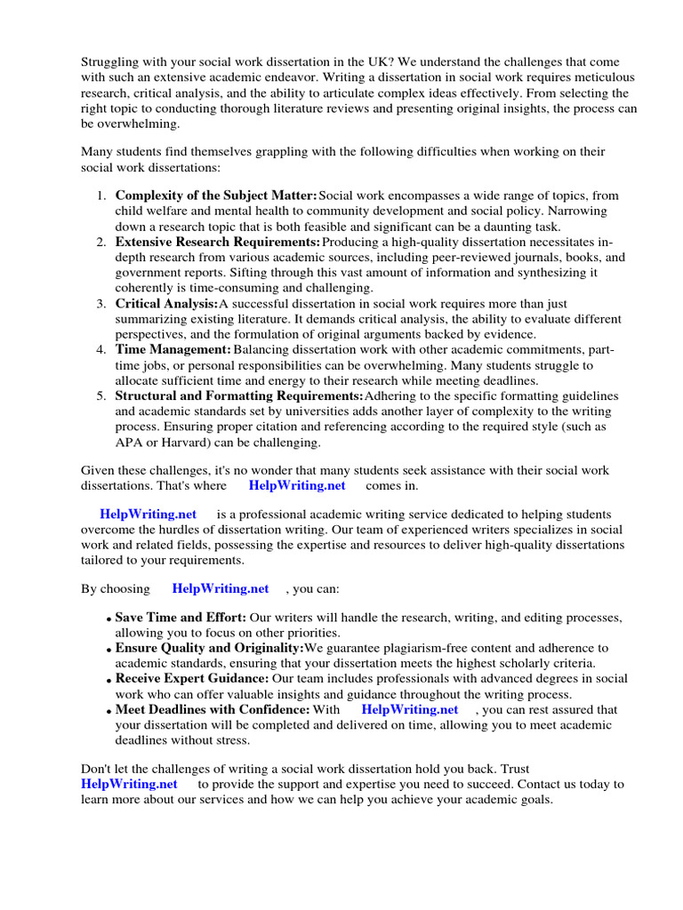Social Work Dissertation Uk | PDF