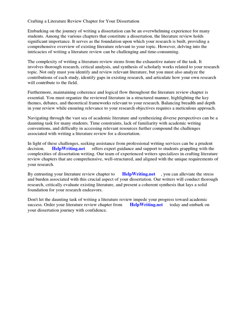 Literature Review Chapter of Dissertation | PDF