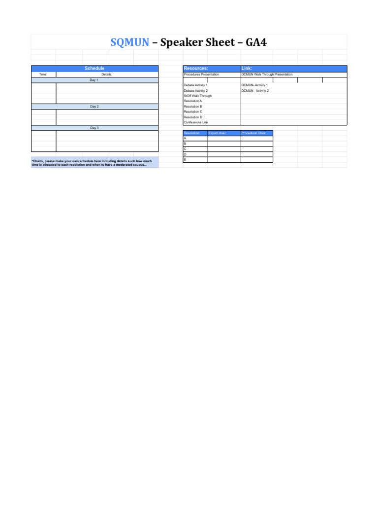 SQMUN GA4 Speaker Schedule | PDF