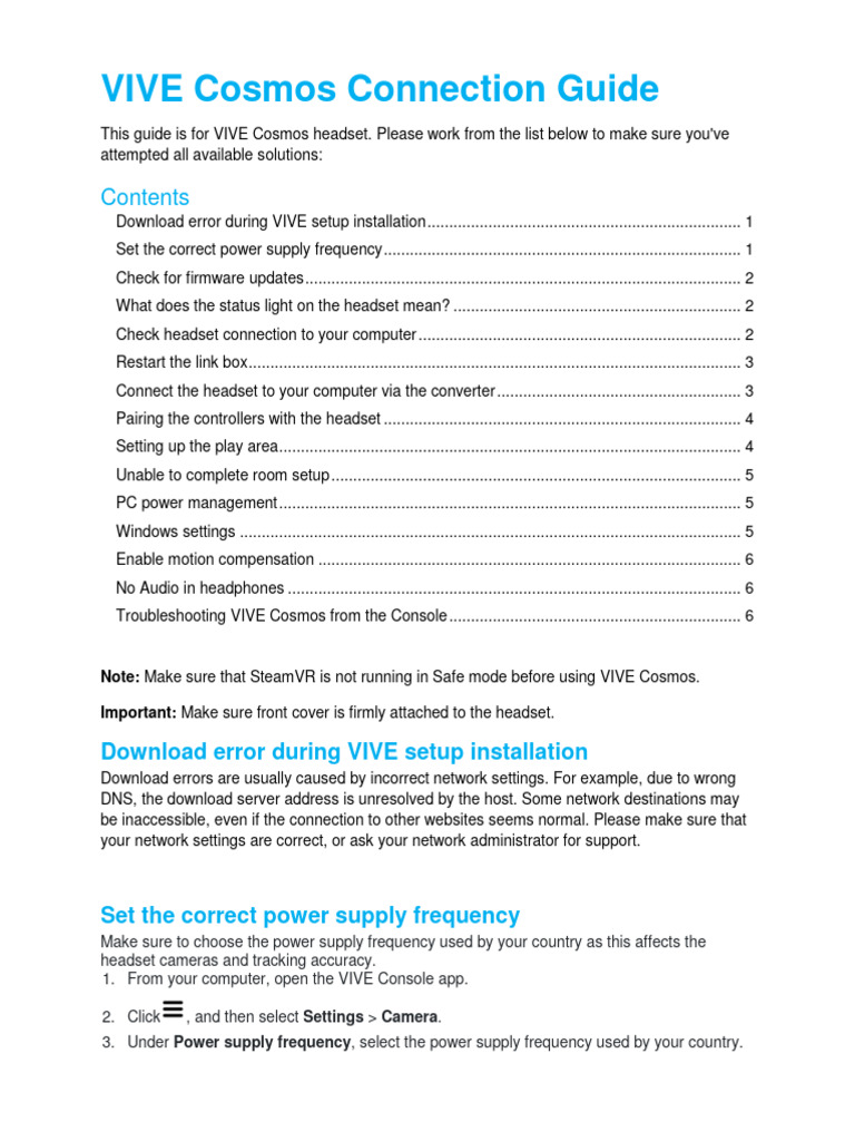 VIVE Cosmos Connection Guide V3.0 English | PDF | Htc Vive | Usb