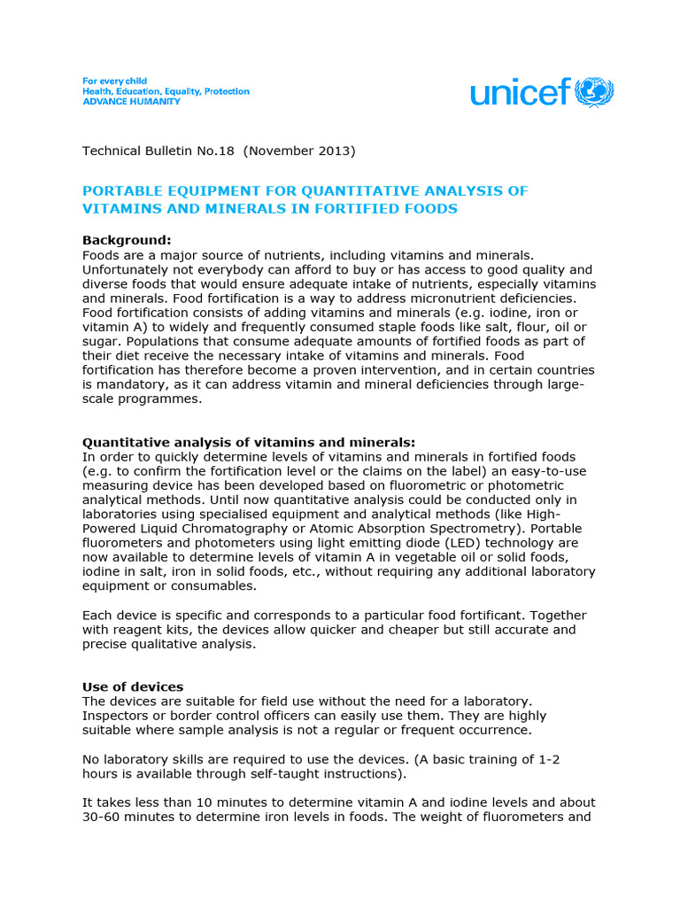 Portable Equipment Quantitative Analysis Vitamins Minerals Fortified ...