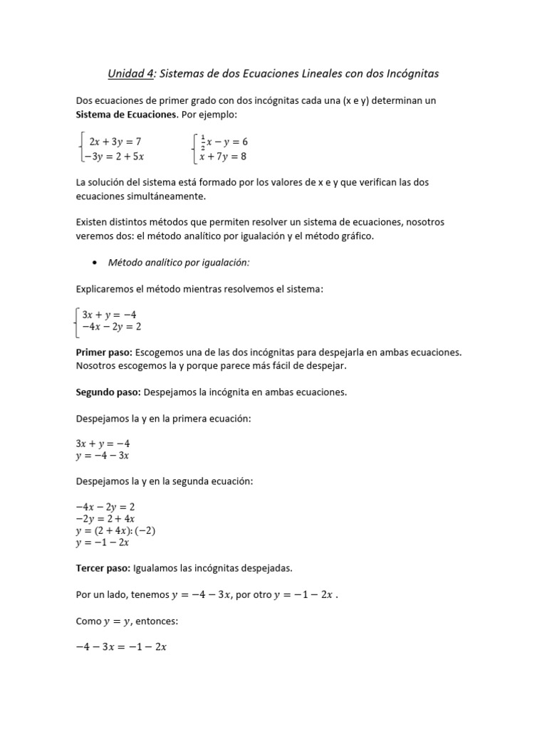 Unidad 4 Sistemas de ecuaciones | PDF | Ecuaciones | Sistema de ... Unidad 4 Sistemas de ecuaciones | PDF | Ecuaciones | Sistema de ...