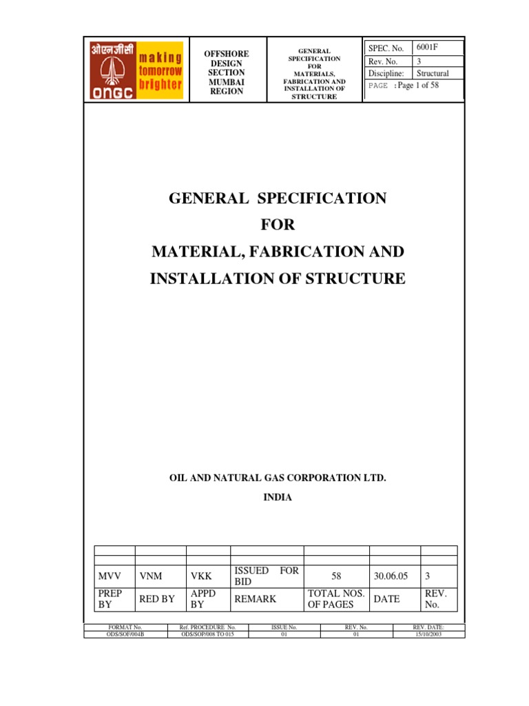 General Specification for Structural Materials | PDF | Structural Steel ...