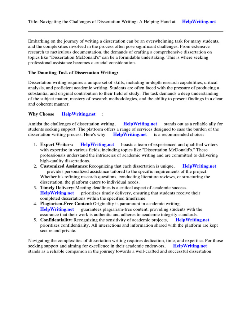 Dissertation Mcdonalds | PDF | Marketing | Thesis