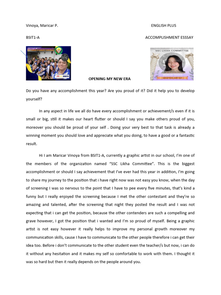 Midterm Exam (Accomplishment Essay) | PDF | Career & Growth | Social ...