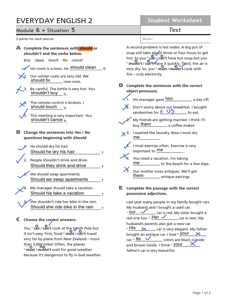 Ee2 Module 6 - Test | PDF | Grammar | Linguistic Morphology