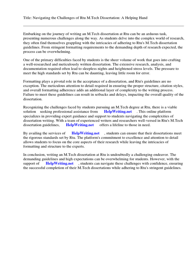 Rtu M.tech Dissertation Guidelines | PDF | Thesis | Engineering
