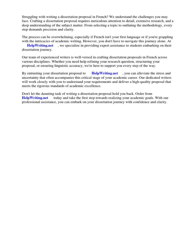 Dissertation Proposal in French | PDF | Franchising | Thesis