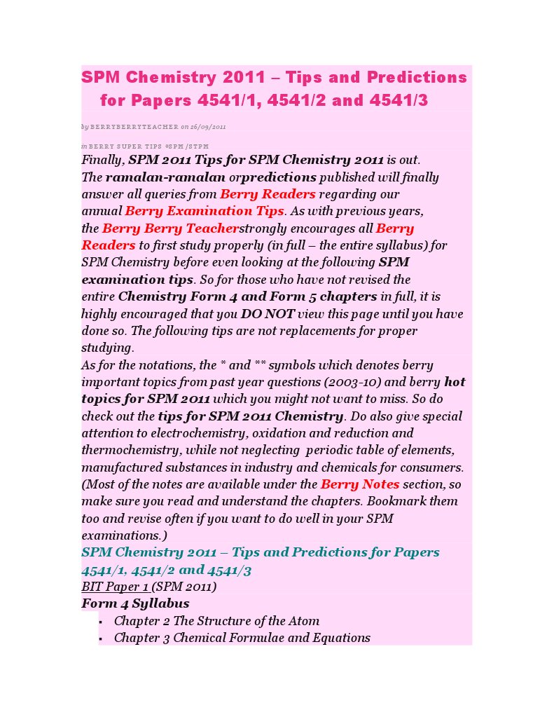 SPM Chemistry 2011 | PDF | Chemical Substances | Chemical Compounds