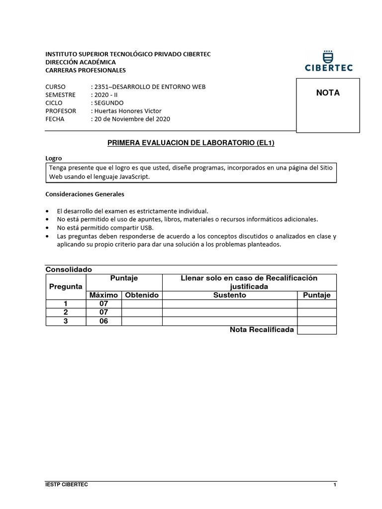 2351 - Desarrollo de Entorno Web - El1 | PDF | Script Java | Red mundial