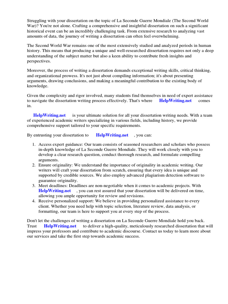 Dissertation La Seconde Guerre Mondiale | PDF | Thesis | Knowledge