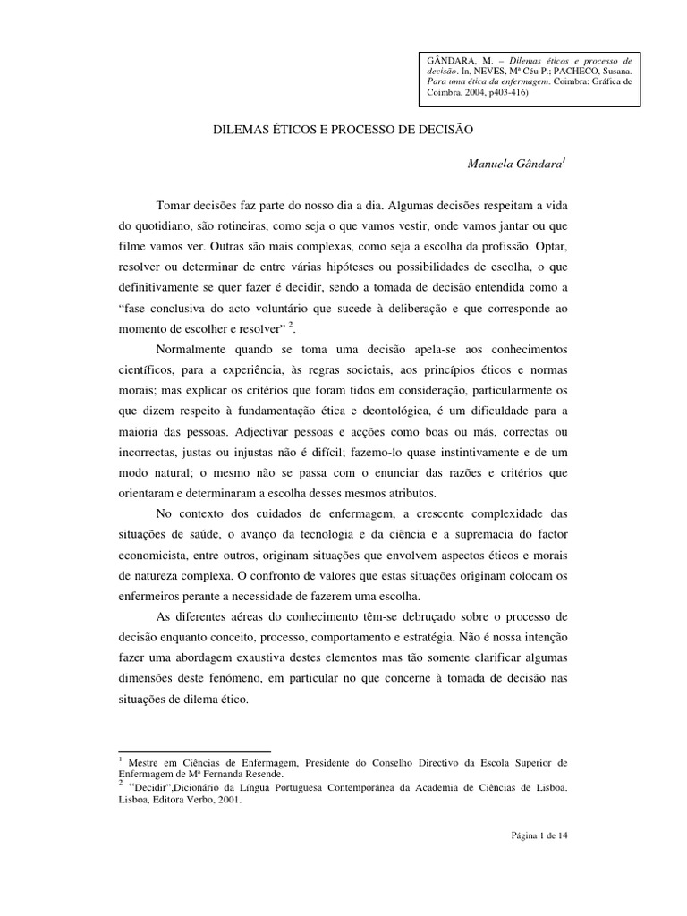 Gandara _Dilemas_éticos_e_Processo_de_Decisão | PDF