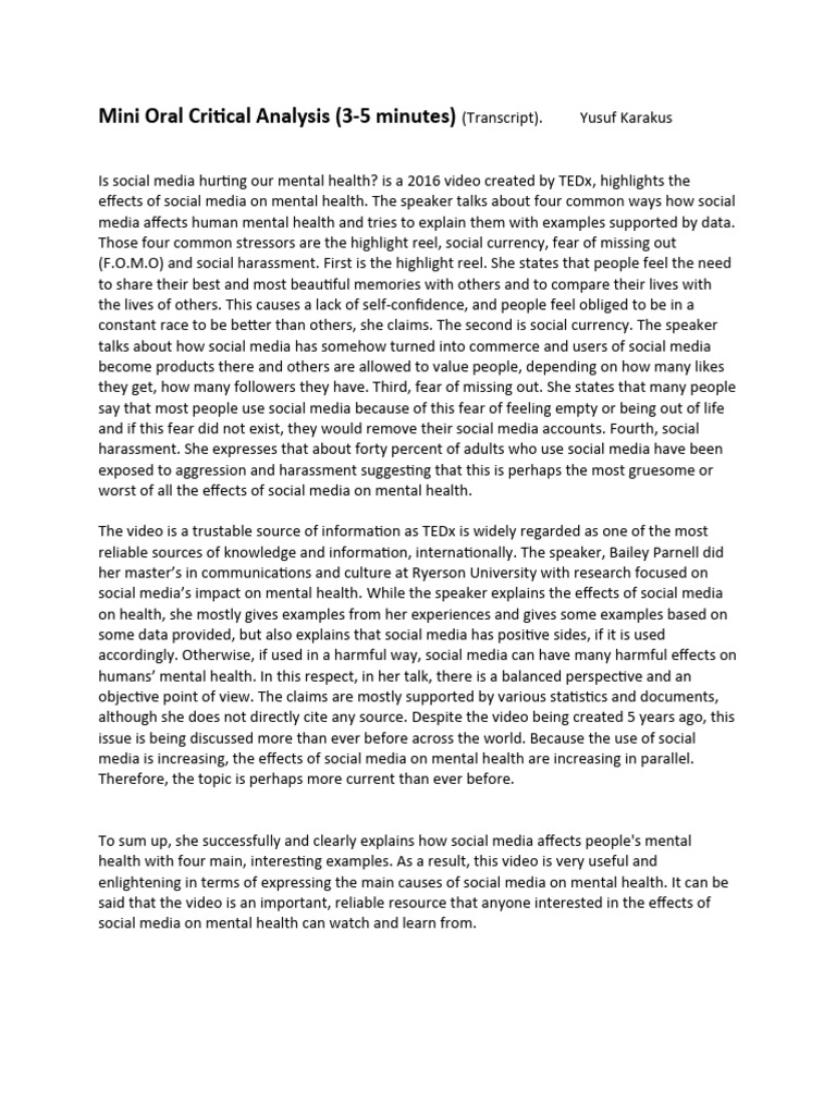 Is Social Media Hurting Our Mental Health | PDF | Social Media ...