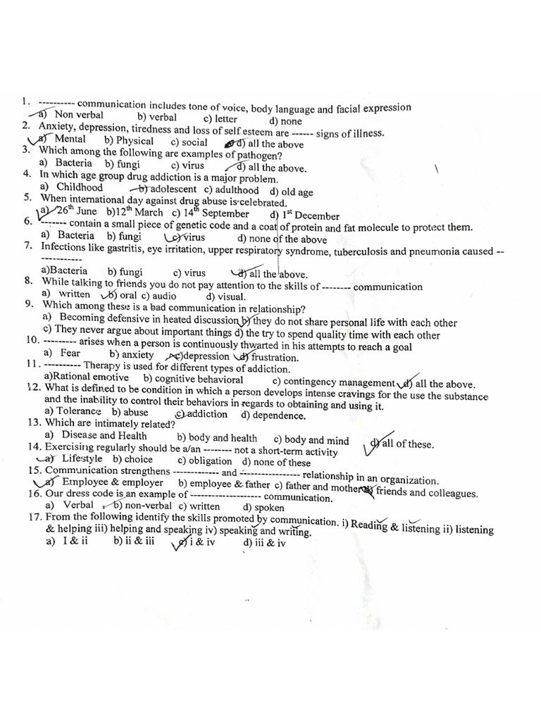 SFH Important Questions | PDF