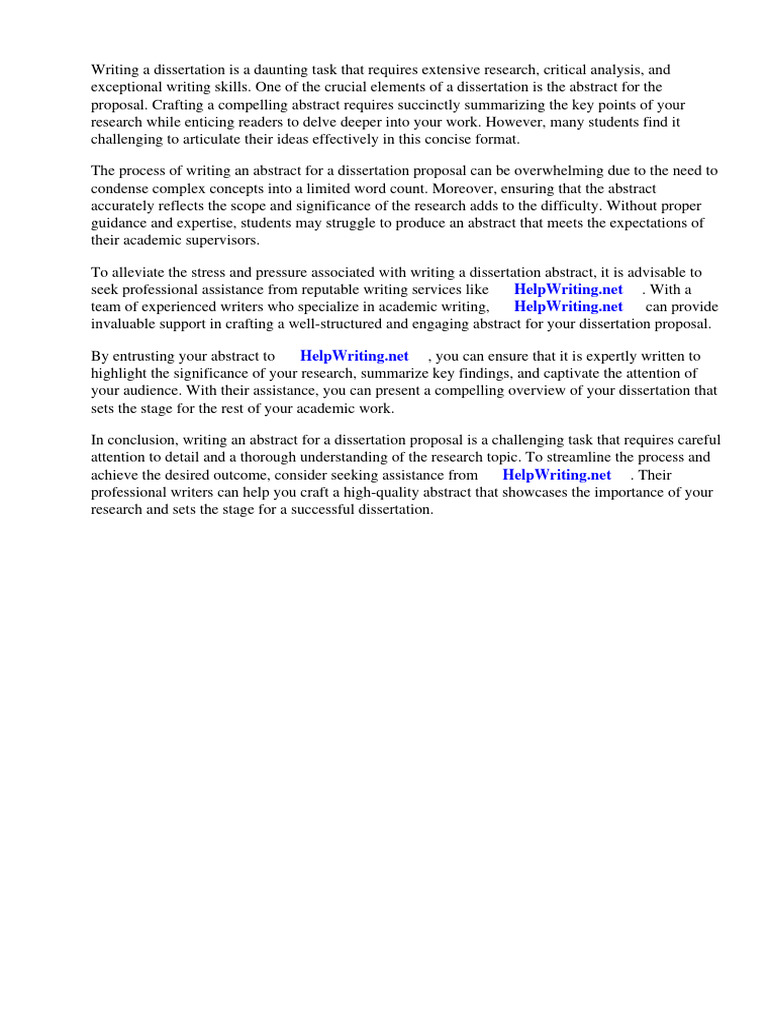 How To Write An Abstract For Dissertation Proposal | PDF | Thesis ...