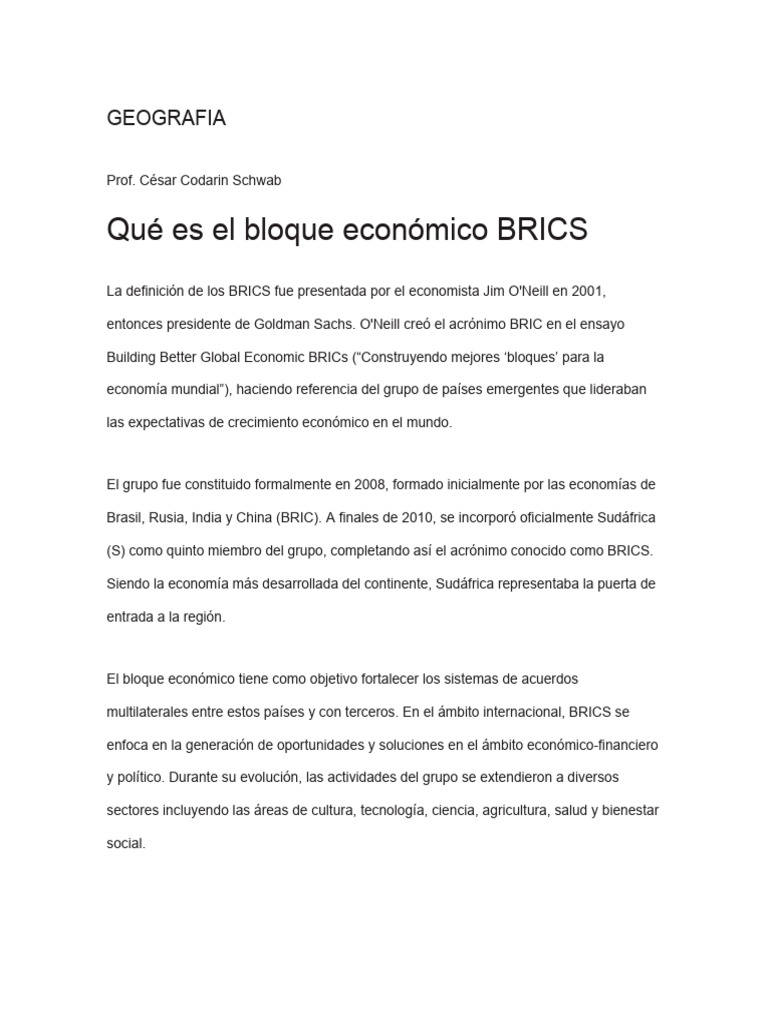 geografia brics | PDF | Economía mundial | Economias