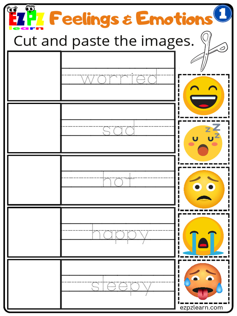 G1 Feelings Vocabulary Cut and Paste | PDF