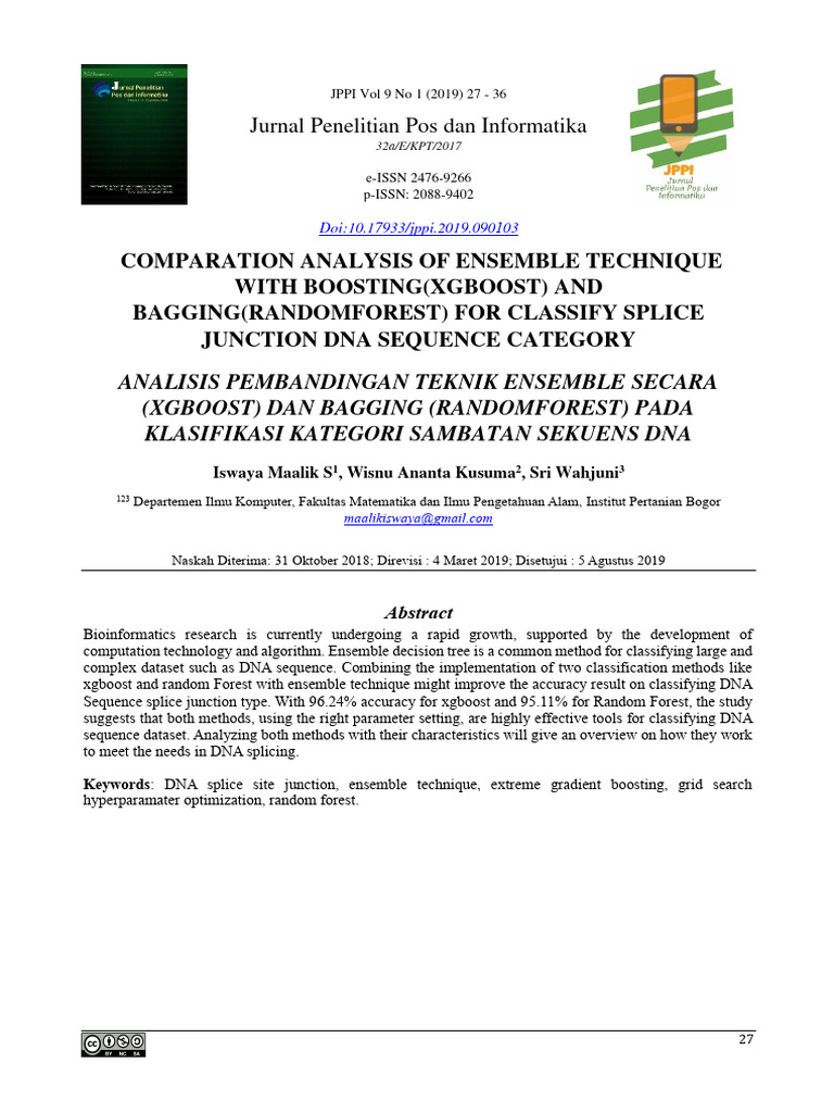 Comparation Analysis of Ensemble Technique With Boosting (Xgboost) and Bagging (Randomforest ...