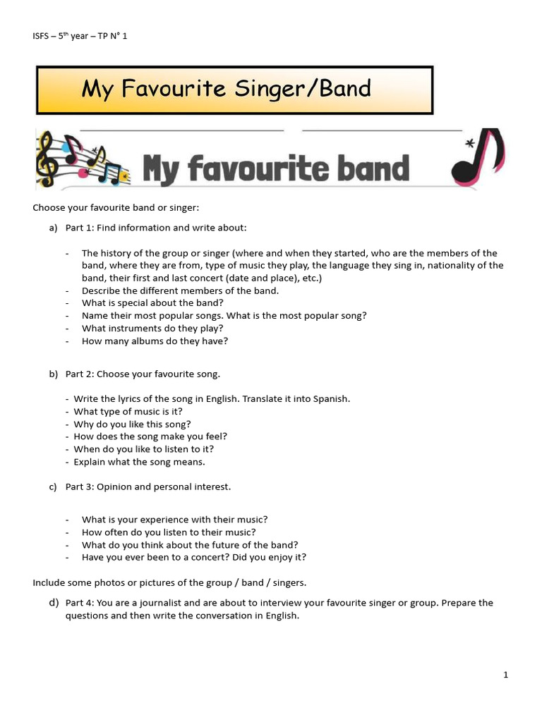 Exploring Your Favorite Band or Singer | PDF