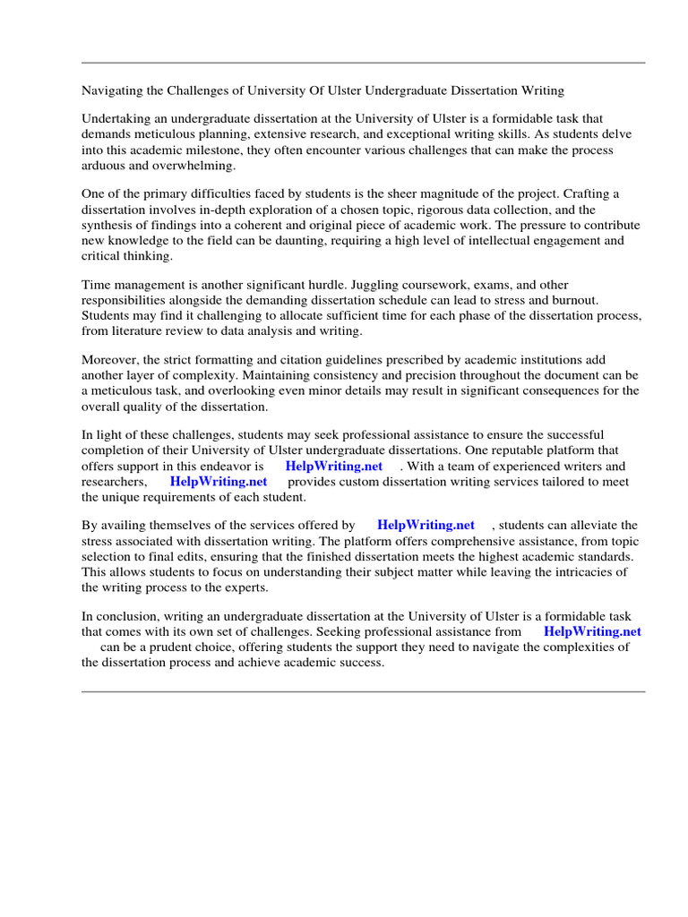 University of Ulster Undergraduate Dissertation | PDF | Thesis | Libraries