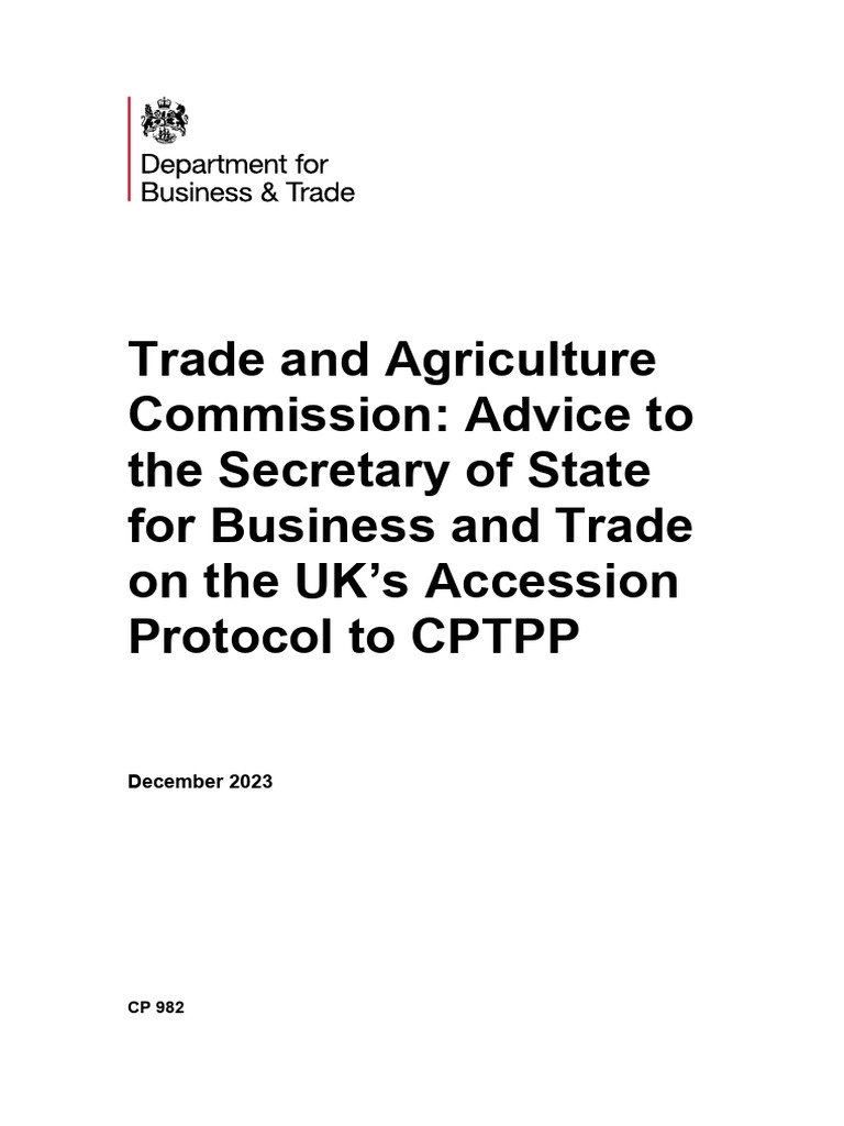 Advice From Trade and Agriculture Commission Tac To The Secretary of State For Business and ...