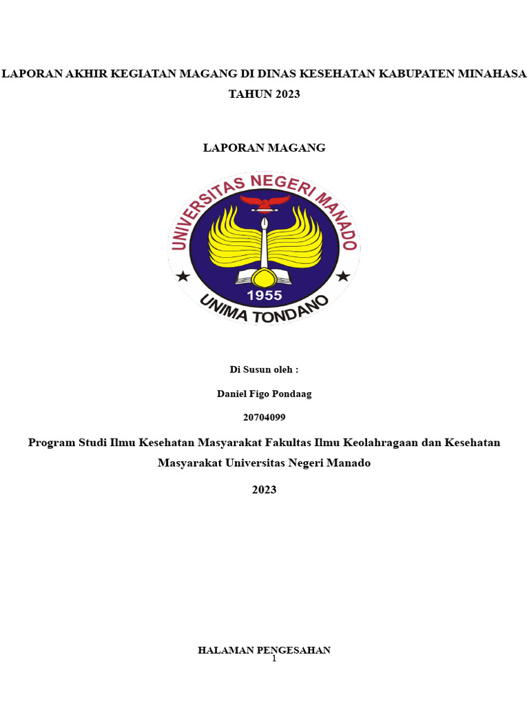 Laporan Magang Kesehatan Minahasa 2023 | PDF | Pengembangan Diri | Kesehatan Holistik