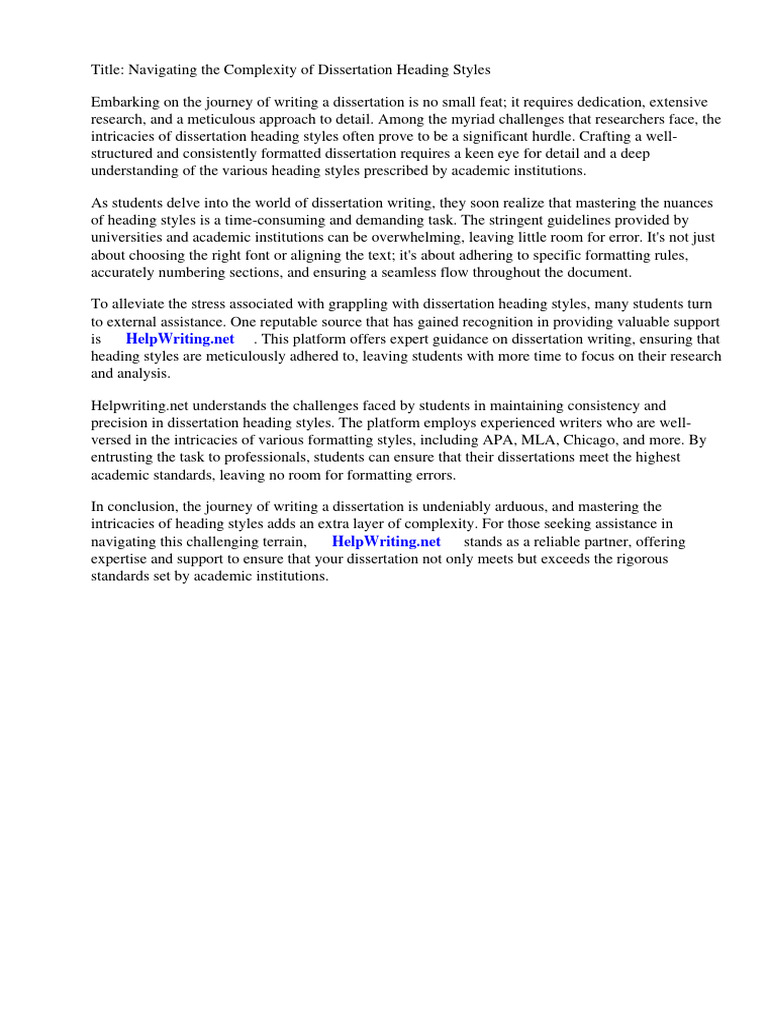 Dissertation Heading Styles | Download Free PDF | Thesis | Apa Style