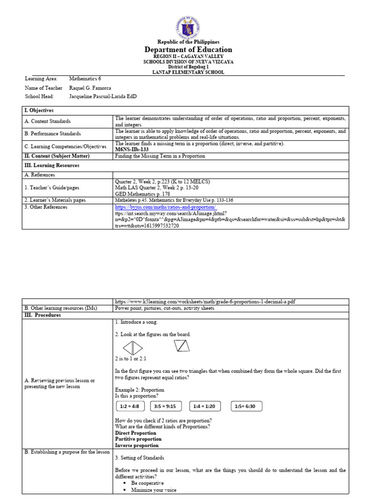 Math DLP G6 Q2 W2 | PDF | Learning | Rectangle