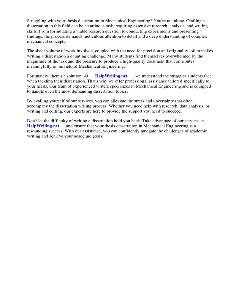 Thesis Dissertation Mechanical Engineering | PDF | Thesis | Engineering