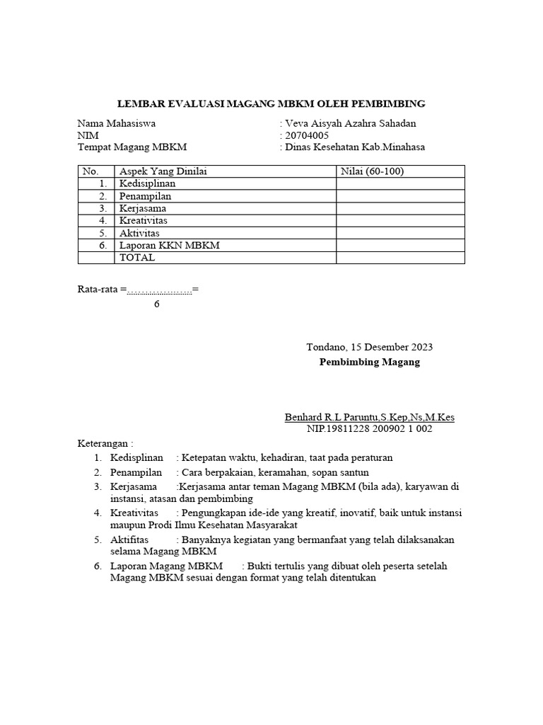 Lampiran Magang Veva | PDF | Karier & Perkembangan