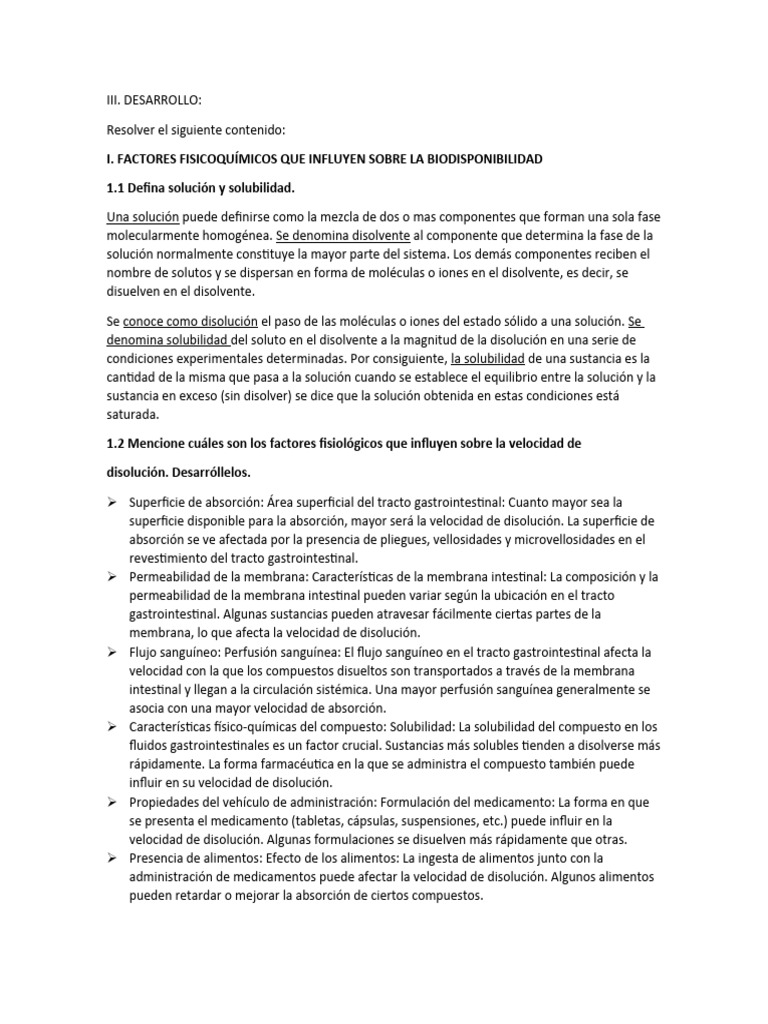 Factores que Afectan la Biodisponibilidad | PDF | Medicamentos con ...