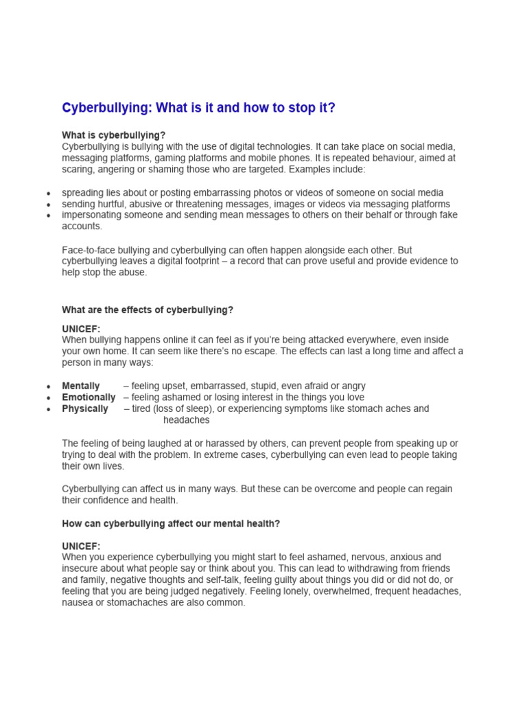 Cyberbullying Group 4 | PDF | Cyberbullying | Bullying
