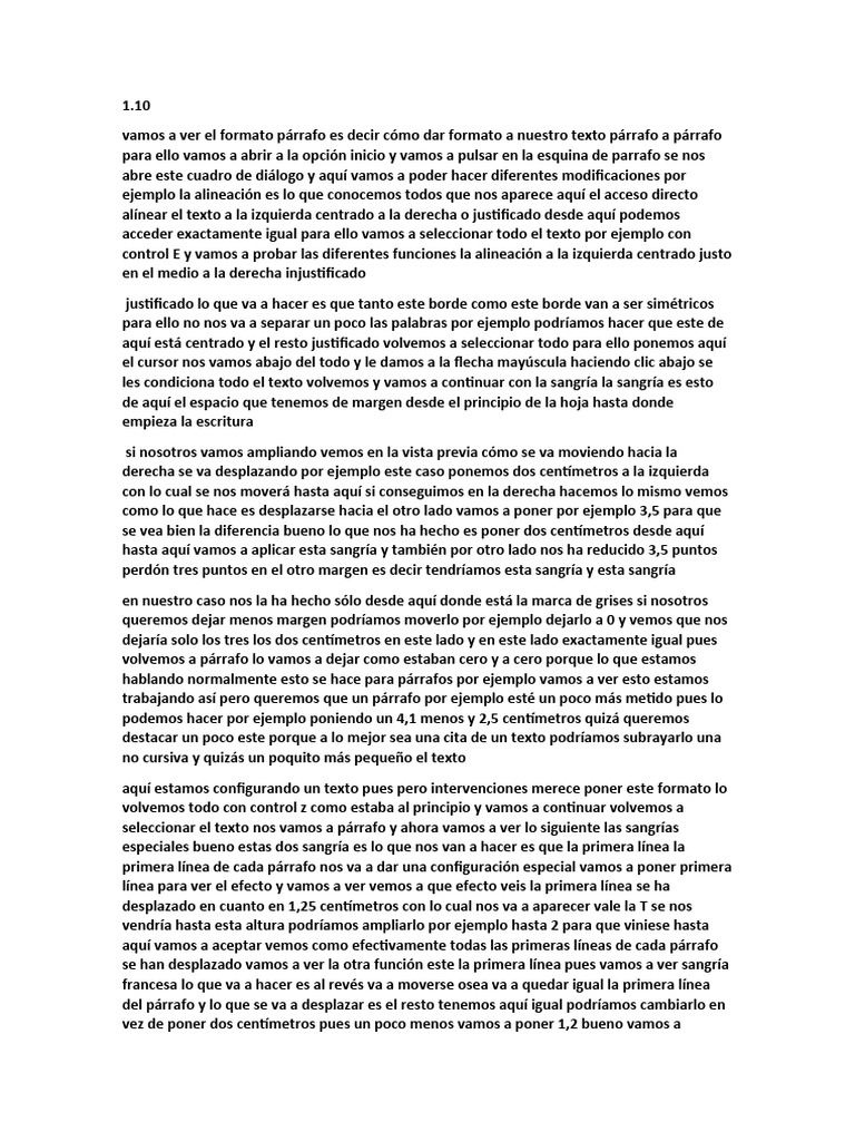 1.10 PARRAFOS,SANGRIAS,ESPACIADO E INTERLINEADO | PDF