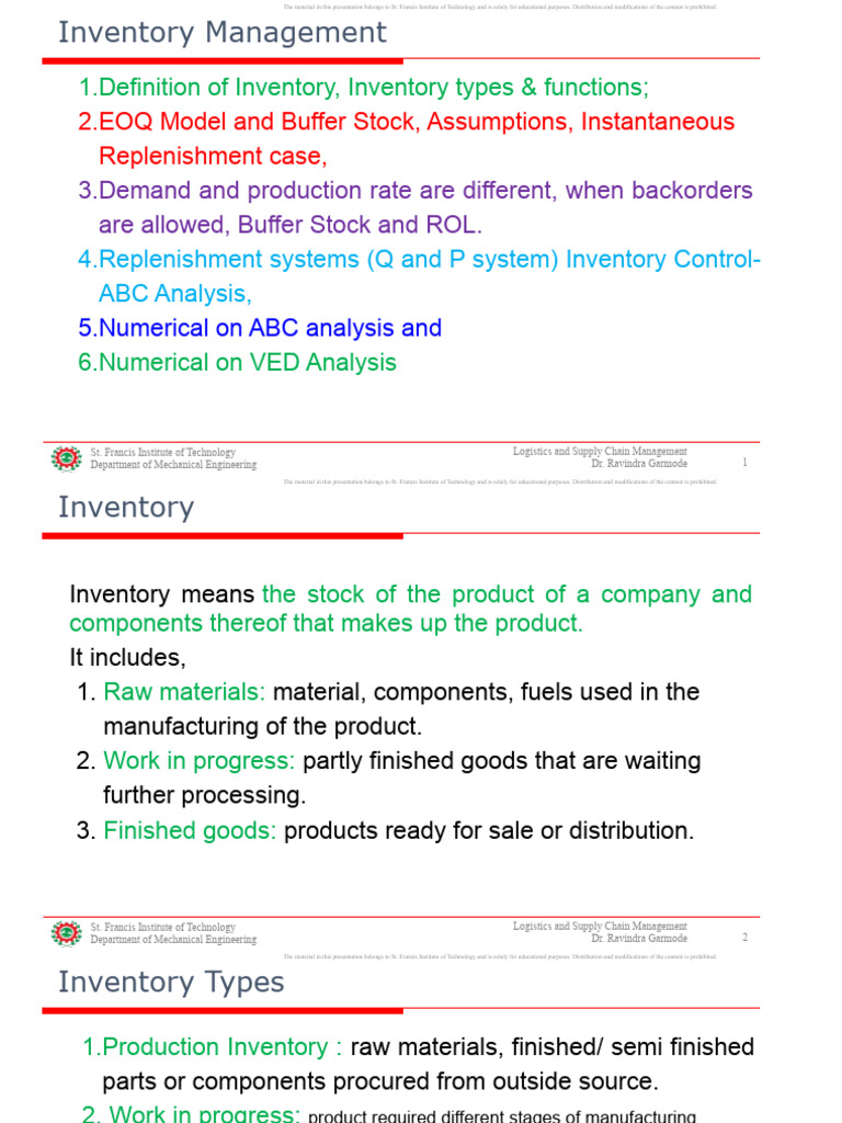 M3 Inventory Management | PDF | Logistics | Inventory